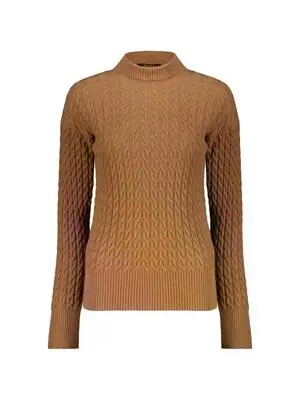 MOORER Cable-knit Roll-neck Sweater - Brown