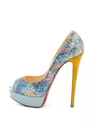 CHRISTIAN LOUBOUTIN Lady Peep Glitter Platform Pumps