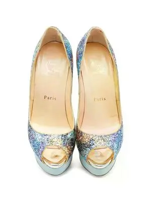 CHRISTIAN LOUBOUTIN Lady Peep Glitter Platform Pumps