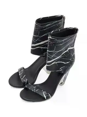 Balmain Carrara Marble Print Ankle Cuff Sandals