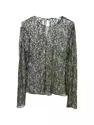 Dior Sequined Long Sleeve Blouse - Black