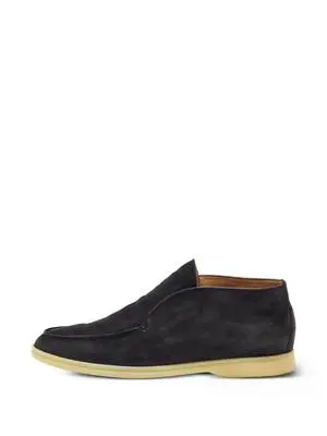Loro Piana Open Walk Suede Ankle Boots - Black