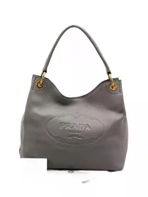 Prada Vitello Daino Phenix Embossed Logo Tote Bag