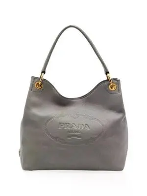 Prada Vitello Daino Phenix Embossed Logo Tote Bag