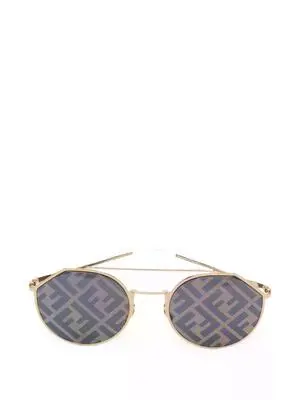 Fendi Zucca Round Sunglasses - Gold