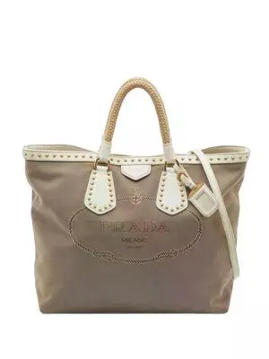 Prada Canapa Studded Two-way Handbag