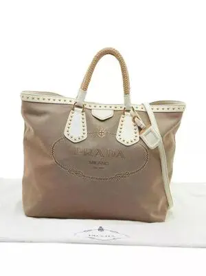 Prada Canapa Studded Two-way Handbag