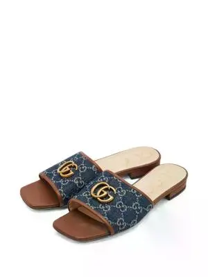 Gucci Gg Denim Slide Sandals - Blue