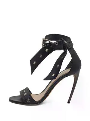 Alexander McQueen Leather Eyelet Detail Buckle High Stiletto Sandals