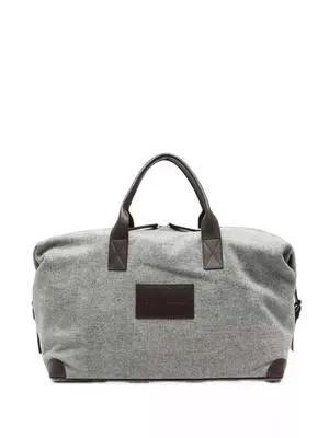 GRAN SASSO Herringbone Wool Tote Bag With Leather Trim - Grey