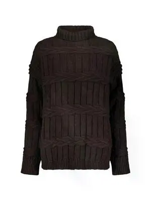 MOORER Cable-knit Roll-neck Sweater - Brown