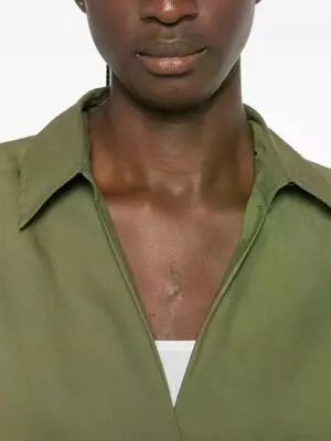 I BLUES Short Sleeve V-neck Shirt With Spread Collar And Drop Shoulder