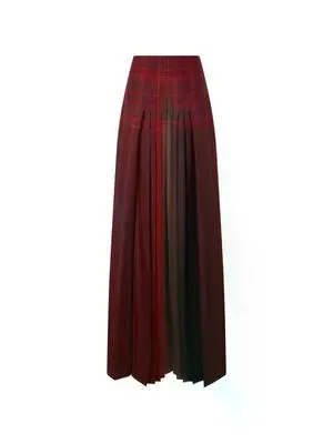 Alberta Ferretti Check-pattern Pleated Maxi Skirt - Red