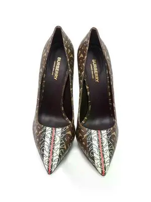 Burberry Tb Monogram Print Coated Canvas Pointed Toe Pumps