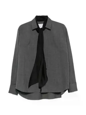 Sacai Layered Detail Pussy-bow Shirt - Grey