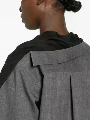 Sacai Layered Detail Pussy-bow Shirt - Grey