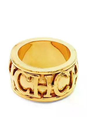 Carolina Herrera Tone Logo Pattern Band Ring