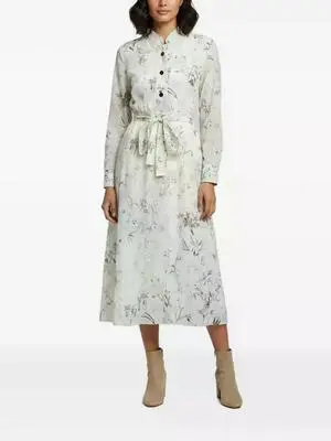 Dior Floral-print Belted Midi Dress - White
