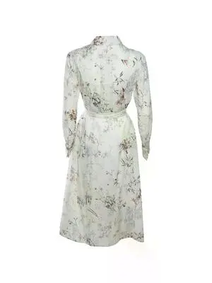 Dior Floral Print Belted Midi Dress