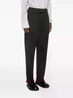 UMA WANG Drawstring Frayed-hem Tapered Trousers - Grey