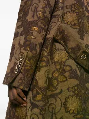 UMA WANG Floral-jacquard Double-breasted Coat