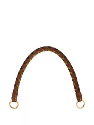 Etro Woven Leather Bag Handle With Logo Clasps - Brown