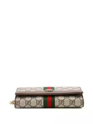 Gucci Ophidia Chain Wallet Gg Coated Canvas Crossbody Bag - Brown