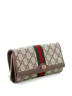 Gucci Ophidia Chain Wallet Gg Coated Canvas Crossbody Bag - Brown