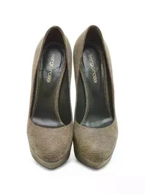SERGIO ROSSI Metallic Embossed Platform Stiletto Pumps
