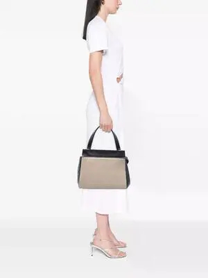 Celine Medium Bicolor Leather Handbag - Black
