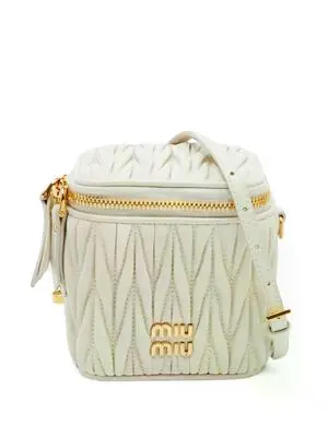 Miu Miu Matelassé Leather Crossbody Bag - Neutrals