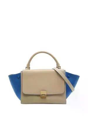Celine 2014 Small Bicolor Leather Trapeze Satchel - Neutrals