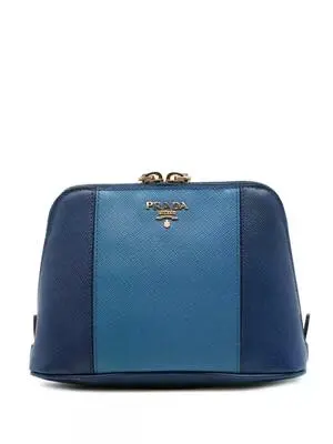 Prada 2013-2026 Bicolor Saffiano Dome Clutch Bag - Blue