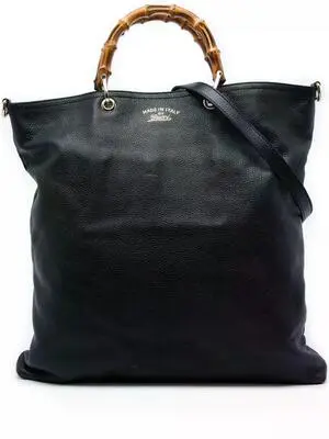 Gucci 2016-2026 Calfskin Bamboo Shopper Satchel - Black