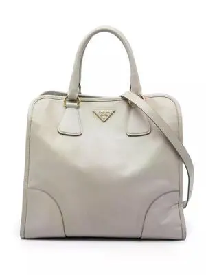 Prada 2000-2013 Saffiano Lux Shopping Tote Satchel - Grey
