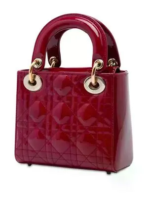 Dior 2019 Mini Patent Cannage Lady Satchel - Red