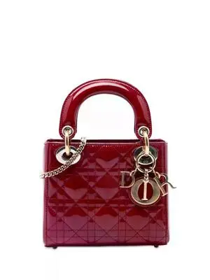 Dior 2017 Mini Patent Cannage Lady Satchel - Red