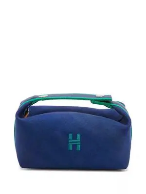 Hermès Bride-a-brac Toile H Logo-embroidered Clutch Bag - Blue