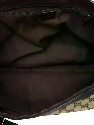 Gucci Gg Canvas Web Half Moon Crossbody Bag