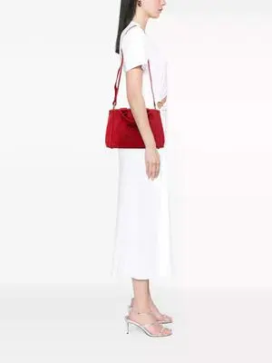 Prada Small Canvas Canapa Logo Tote Satchel - Red