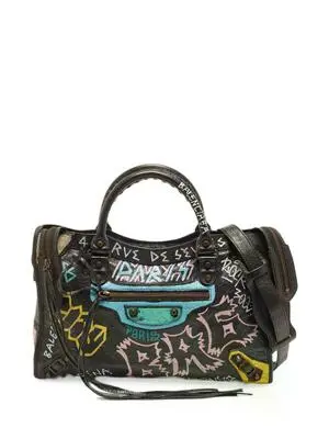 Balenciaga Graffiti Classic City Shoulder Bag - Black