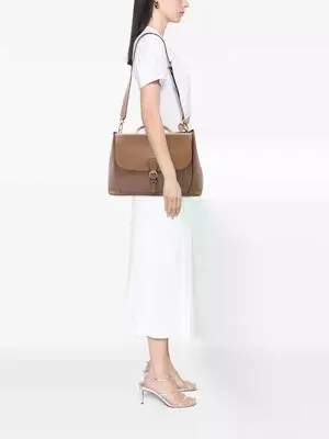 Burberry 2000-2017 Large Bonded Leather Saddle Handle Bag Satchel - Brown