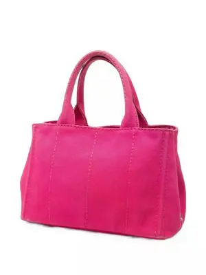 Prada Small Canvas Logo Tote Satchel - Pink
