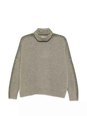 KUJTEN Thea Whipstitch-trim High Neck Sweater - Green