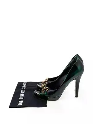 Gucci Horsebit Peep-toe Leather Heeled Pumps