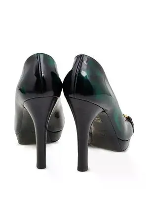 Gucci Horsebit Peep-toe High Heel Pumps - Green