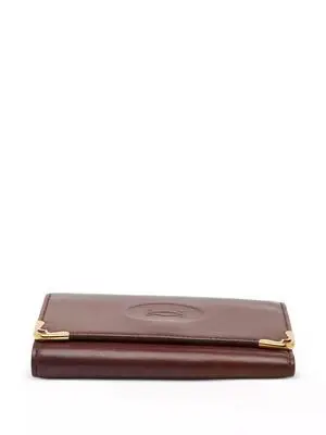 Cartier Burgundy Leather Embossed Logo Key Holder