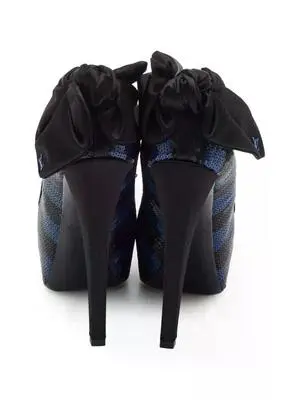 LOUIS VUITTON Sequin-embellished Peep-toe High Stiletto Heel Sandals - Black