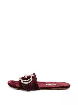 Miu Miu Velvet Buckle Strap Slip-on Sandals