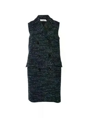 Dior Double-breasted Tweed Vest Coat - Blue